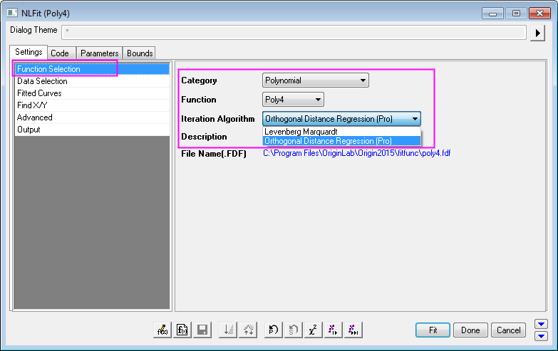 Help Online Tutorials Nonlinear Fitting Using Orthogonal Distance Regression