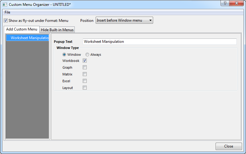 Help Online Origin Help Creating Custom Menus