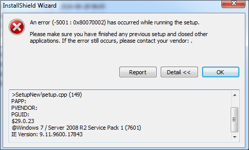 Help Online - Quick Help - FAQ-1210 I see an error (-5001:0x80070002 ...