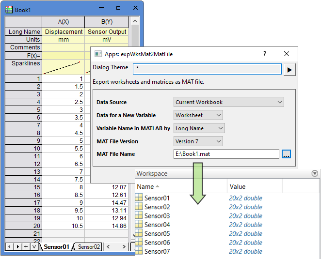 Export to mat - File Exchange - OriginLab