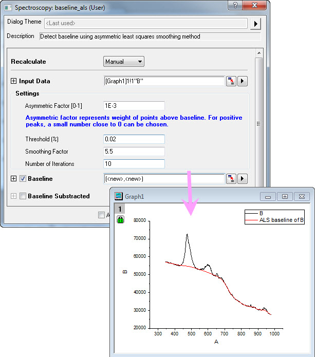 Baseline with Asymmetric Least Squares (Pro) - File Exchange - OriginLab
