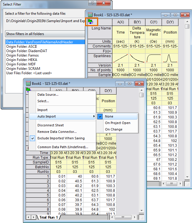 Import Filter Connector - File Exchange - OriginLab