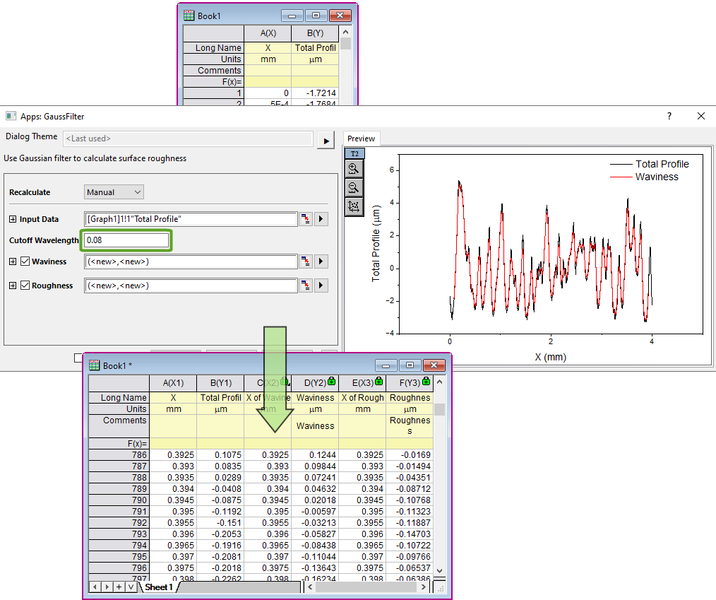 Gaussian Filter in Surface Metrology - File Exchange - OriginLab